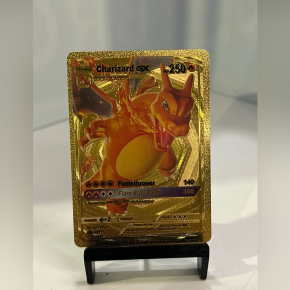 Pokemon | Toys | Charizard Gx Metal Gold Shiny Card Gold Foil Pokemon ...